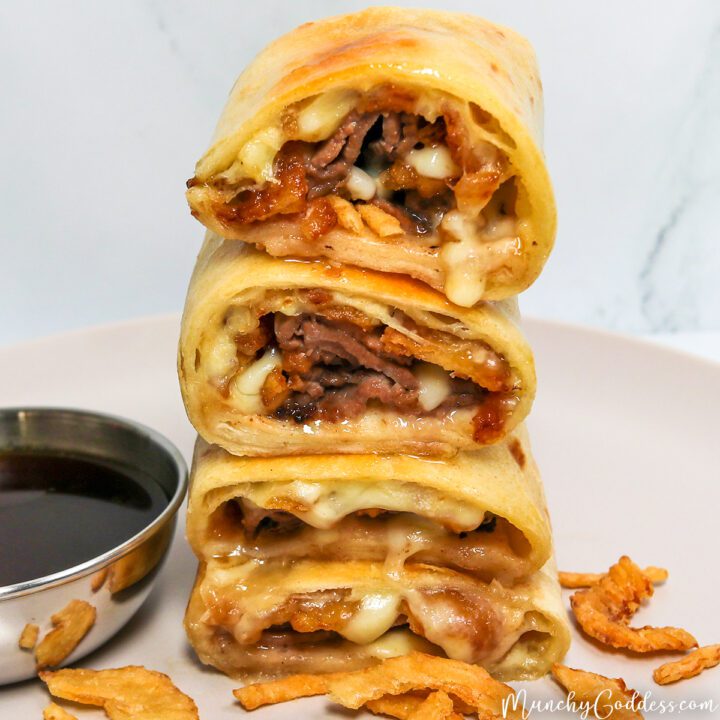 Easy Air Fryer French Dip Wraps + Video | Munchy Goddess