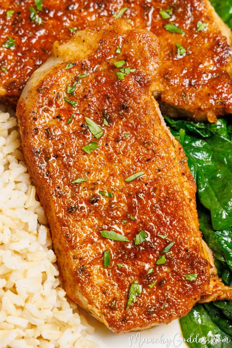 Juicy Oven Baked Boneless Pork Chops (easy recipe) | Munchy Goddess